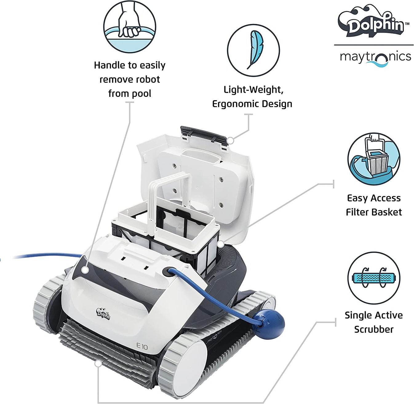 Dolphin E10 Robotic Pool Cleaner - interpools – International Pool & Spa