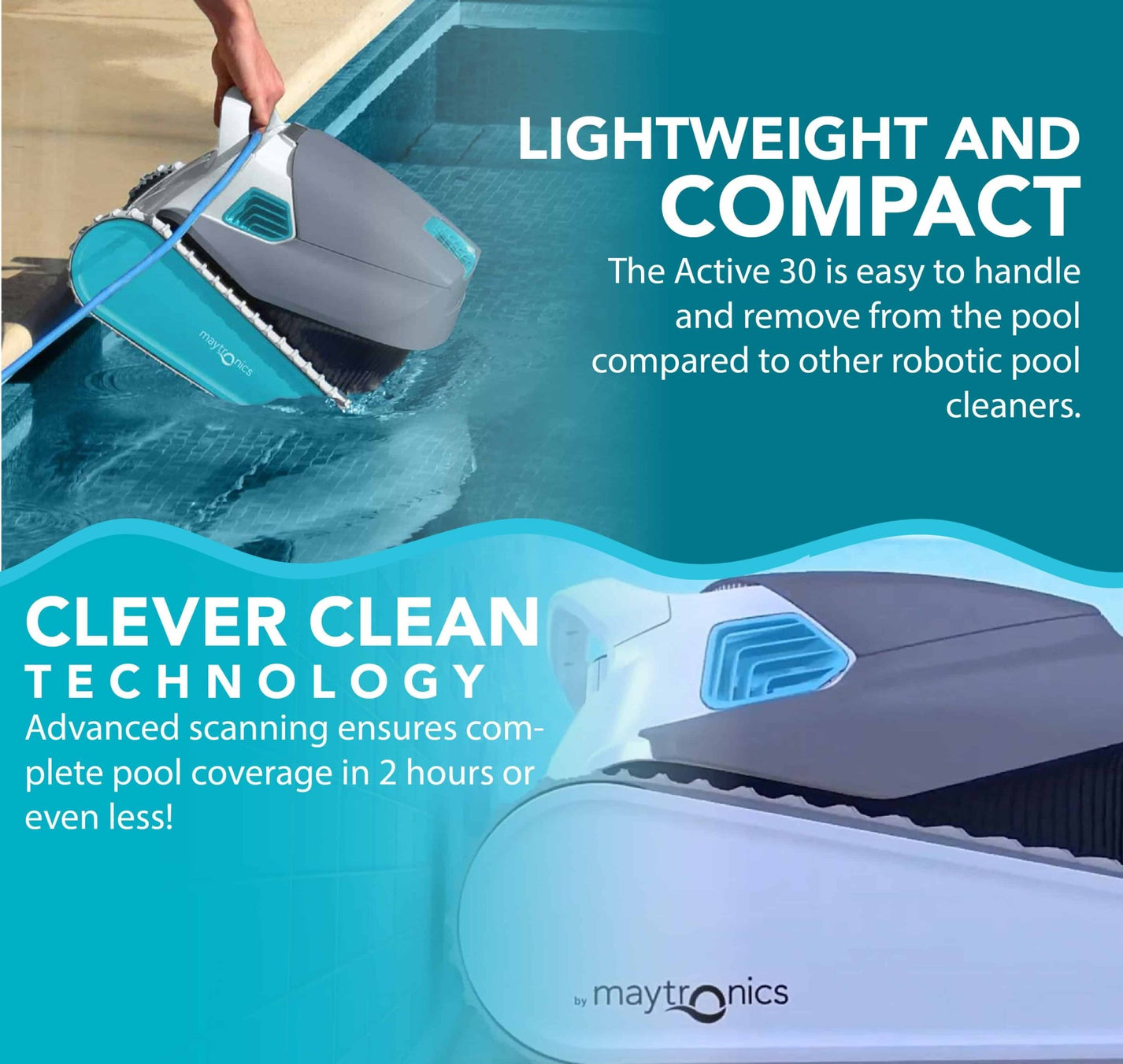 MAYTRONICS DOLPHIN ACTIVE 30 ROBOTIC POOL CLEANER W/ WI-FI AND SWIVEL ...